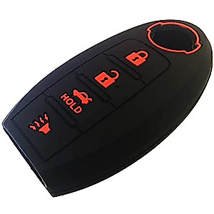 2 Pack Sillicone Key Fob Cover Remote Case Protector Bag Shell for Nissan Teana Murano Maxima Pathfinder Rogue Versa 350Z 370Z Sentra Altima CWTWB1U840 285E3-3SG0D (Black+Black)