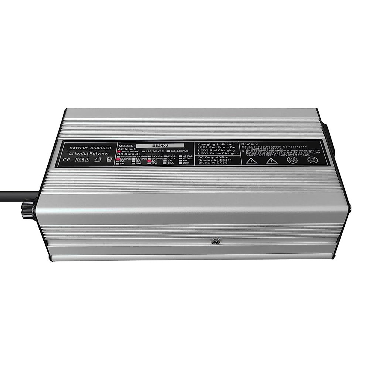 Abakoo 54.6V 4A Battery Charger Power Supply Adapter for 48V 13S Lithium Battery with 3-Pin XLR Connector