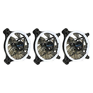APEVIA 312L-CWH 120mm Silent Dual Rings White LED Fan with 32 x LEDs & 8 x Anti-Vibration Rubber Pads (3 Pk)