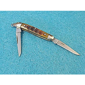 Folding Pocket Knife ROUGH RIDER RR183 Mini Muskrat Amber jigged bone Hunting Tactical Knife/bail 2 1/4" closed