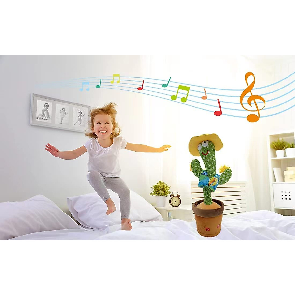 Ferlert Dancing Cactus,Talking Cactus Toy, Electronic Dancing Cactus Toy with Lighting,Singing Cactus Recording and Repeat Your Words,Cactus Mimicking Toy Green A