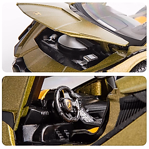 WAKAKAC Diecast Car Compatible for Sian Roadster 1/32 Scale Model Car Alloy Pull Back Door Opening Vehicles with Sound and Light Toy Car for Kids Boys Gift(Army Green)