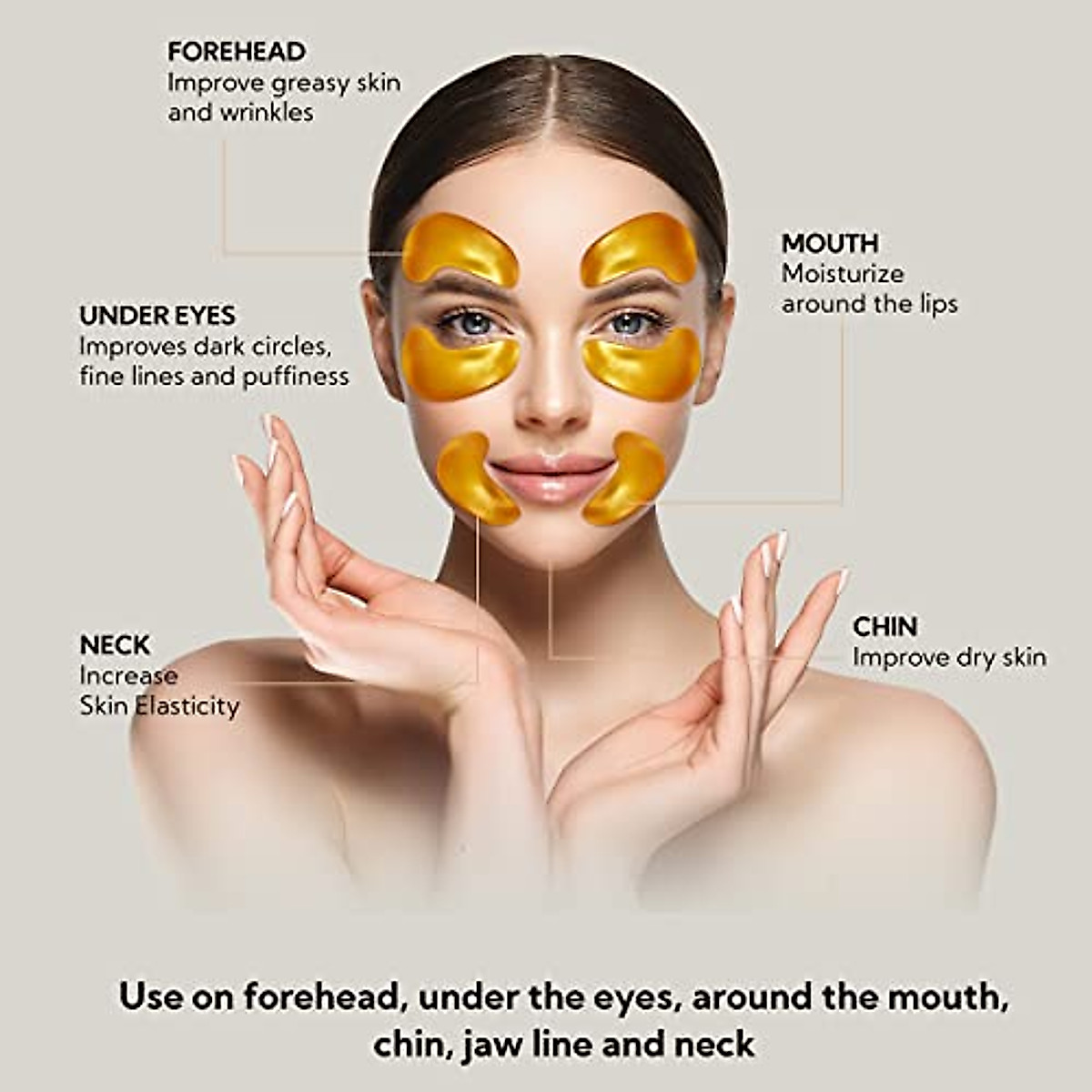 uniddis 24K Gold Under Eye Hydrogel Mask for Dark Circles, Fine Lines & Puffy Eyes | Infused with Collagen & Hyaluronic Acid | 100% Natural, Cruelty Free & Vegan | 20-PAIRS