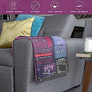 Shanfeirui Aries Gifts for Women, Zodiac Gifts for Women, Astrology Gifts for Women, Zodiac Blanket, Aries Blanket, April Birthday Gifts for Women Blankets 50" X 60"