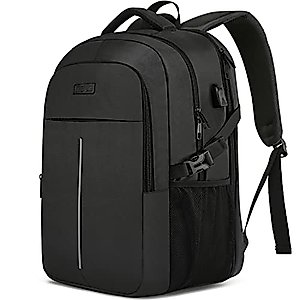 Backpack for Men,Extra Large 50L Travel Backpack with USB Charging Port,Laptop Backpack 17 Inch Water Resistant Big Capacity Heavy Duty Computer Bag TSA Approved Business College School Bookbags,Black