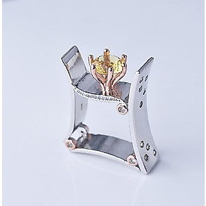 HUKQBUNX 925 Sterling Silver Two-Color Topaz Colorful Topaz Women's Fashion Ring Square Crystal Zircon Women's Fashion Diamond Wedding Engagement Ring Size 6-10 (Size 7)