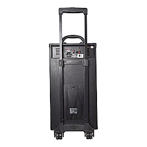 Pyle Wireless Portable PA Speaker System - 800W Bluetooth Compatible Rechargeable Battery Powered Outdoor Sound Speaker Microphone Set w/ 30-Pin iPod dock, Wheels - 1/4" to AUX RCA Cable - PWMA1080IBT