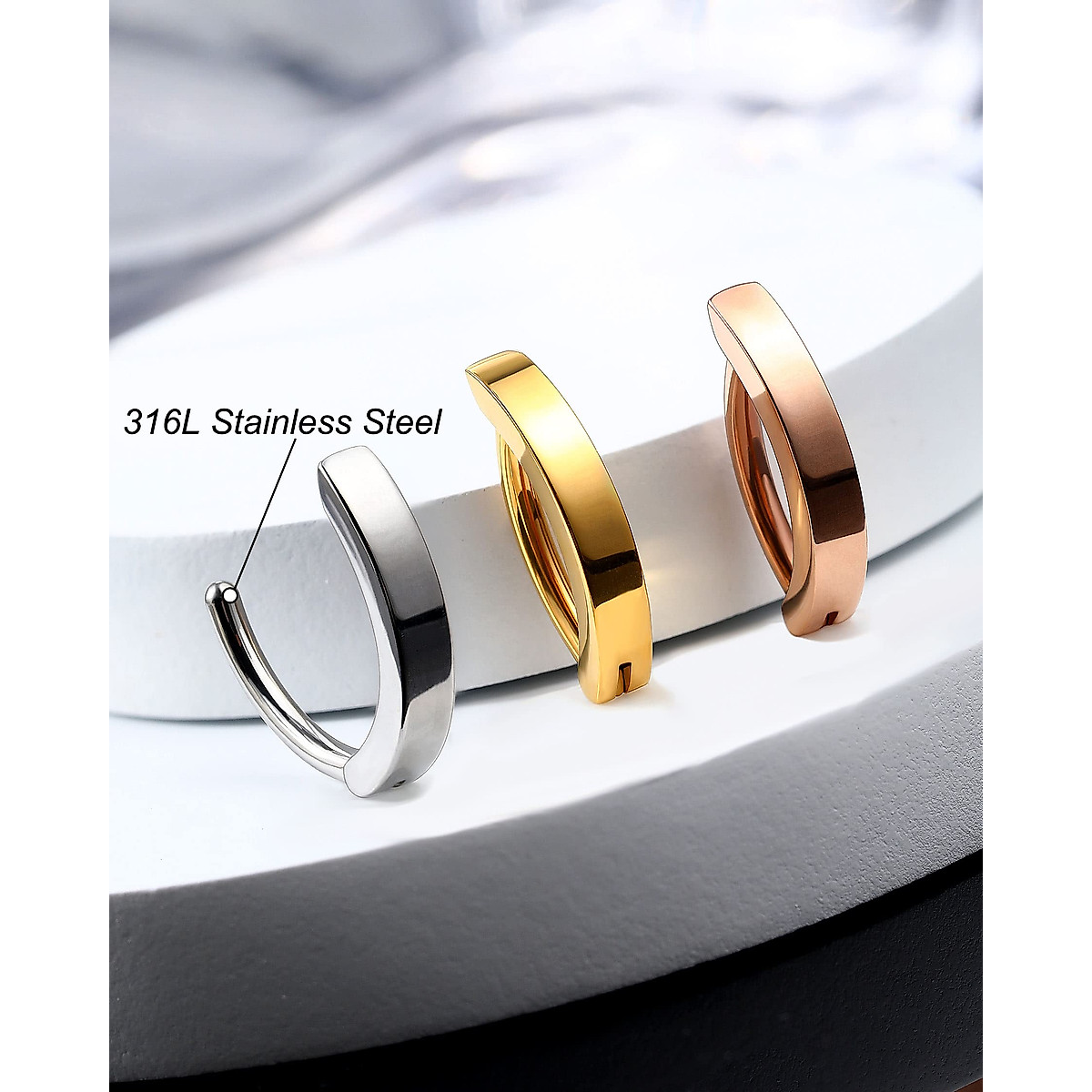 Melighting 14G Belly Clicker Hoop Stainless Steel 316L Belly Button Rings for Women Reverse Curved Belly Rings Clicker Belly Piercing Hoop for Women