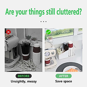 BunnyCare Coffee & Tea Station Organizer,Coffee Station Organizer,Tea Bag Organizer,Coffee Pod Holder,Paper Cups Holder,Condiment Organizer For Kitchen,Bathroom Counter,Coffee Bar (Black)