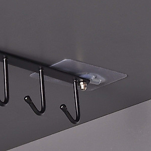 AliCH 2pcs Mug Hooks Under Cabinet Mug Holder Rack,Nail Free Adhesive Coffee Cups Holder Hanger for Cups/Kitchen Utensils/Ties Belts/Scarf/Keys Storage, Fit for 0.8inch Thickness Shelf or Less (BLA)