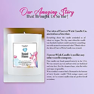 Diamond Princess Candle with Diamond Inside | Foreverwick Candles | Scented Soy Candles Gifts for Women Anniversary Candle | Anniversary Candles All-Natural Organic Soy Candle 14oz | 70h