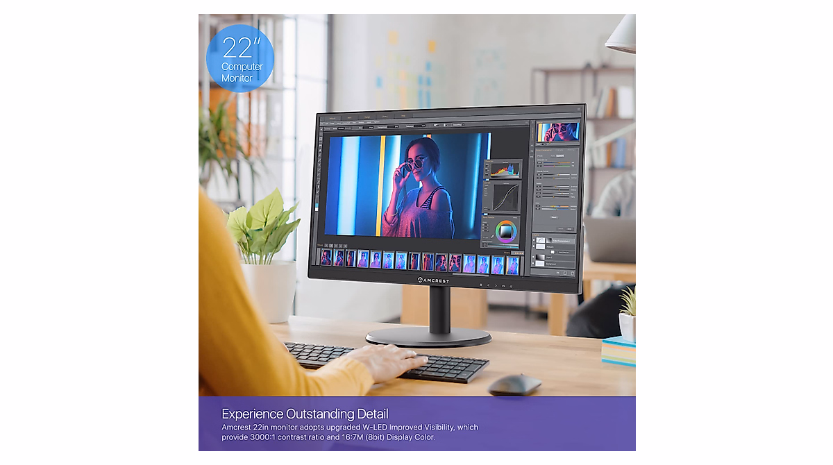 Amcrest 24/7 Surveillance Video Monitor Screen, 22 inch PC Computer NVR ...