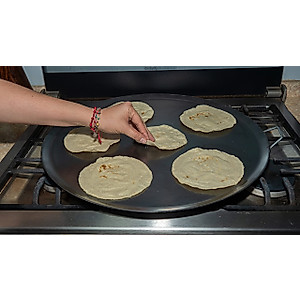 Comal Para Tortillas Grandes 21.5 Inch Redondo for Tortillas y Quesadilla Carbon Steel Heavy Duty Metal Handle
