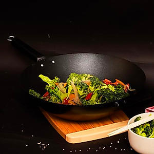 JOYCE CHEN Professional Series 14-Inch Carbon Steel Excalibur Nonstick Wok with Phenolic Handles