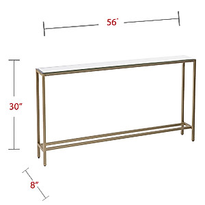 Furniture HotSpot Metal Skinny Console Table - Slim Profile w/Mirror Top (56x30)