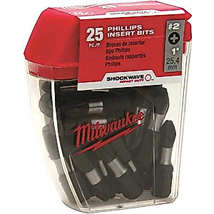Milwaukee Electric Tool 48-32-4604 Shockwave Impact Duty insert Bit, NO 2, Phillips, 1" OAL, Proprietary Steel