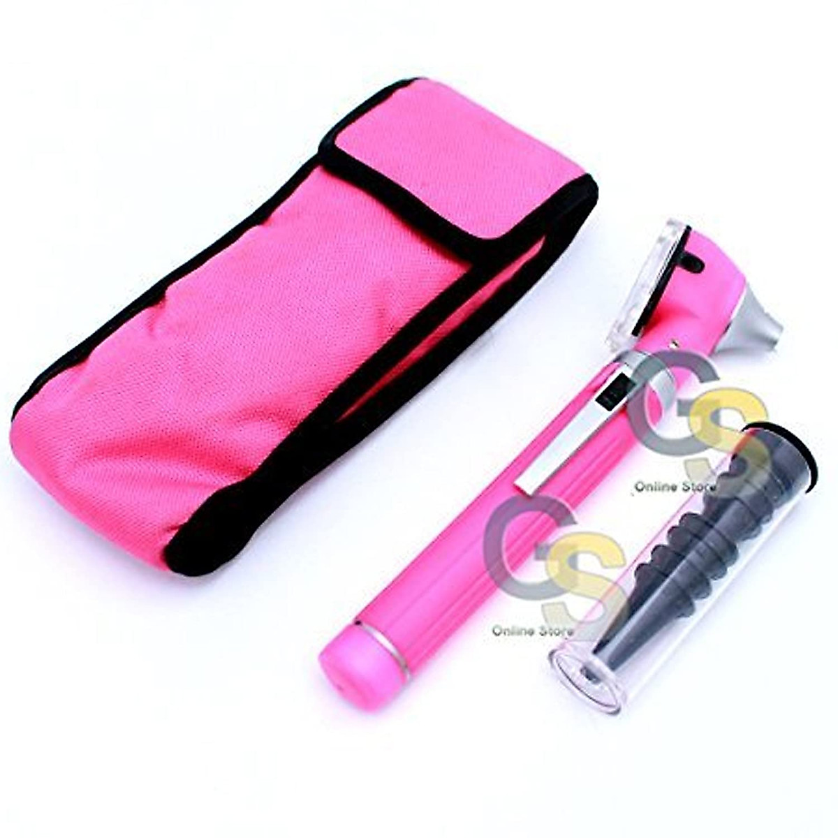 Fiber Optic Mini Otoscope Pink Color (Diagnostic Set) G.S Instruments