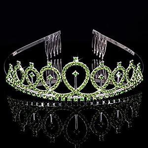 Birthday Queen Sash & Crystal Crown Kit CIEHER Birthday Crown and Sash Birthday Crowns for Women Birthday Sash Women Girls Crown Birthday Tiara Birthday Decorations Rhinestones Headband Hair Accessories Glitter Sash for Party - Green