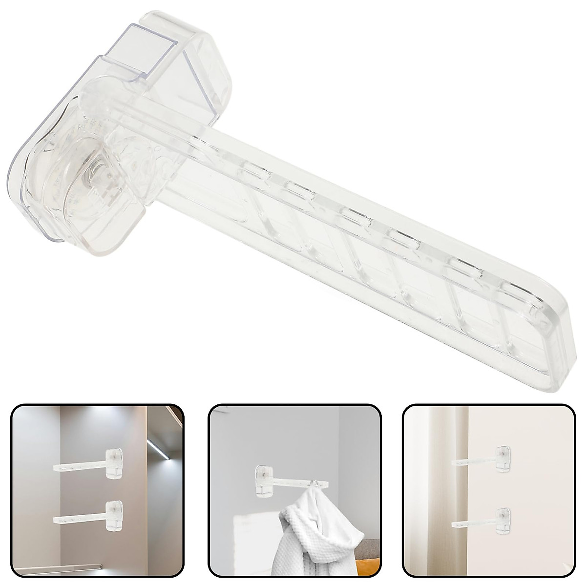 Amosfun Foldable Wall-Mounted Drying Rack with Suction Cup for Travel Dorms and Laundry Rooms No Drilling Drying Rack Clear