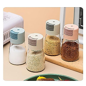 Salt And Pepper Shakers Precise Quantitative Push Type,0.5g Metering Salt Shaker,Clear Glass Salt Shakers For Kitchen,Salt And Pepper Shakers Set,Glass Salt Shaker Dispenser (2PCS-E)