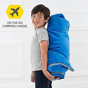 Bixbee Kids Sleeping Bag, Soft Sleepy Sack for Kids & Toddlers | Easy Roll Up Design for School, Daycare + Naptime, 60 x 22 Inches | Cozy Slumber Bag with Lining | Rocket Sleeping Bag for Boys + Girls