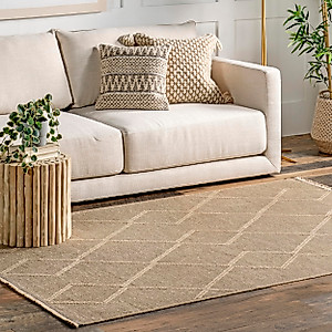 nuLOOM Diamond Trellis Jute Area Rug, 4x6, Natural