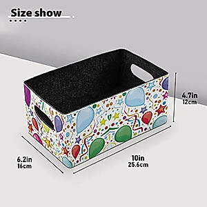 Emelivor Birthday Party Storage Basket Bins Set (2pcs) Felt Collapsible Storage Bins with Dual Handles Foldable Storage Baskets Boxes for Laundry Room Organization
