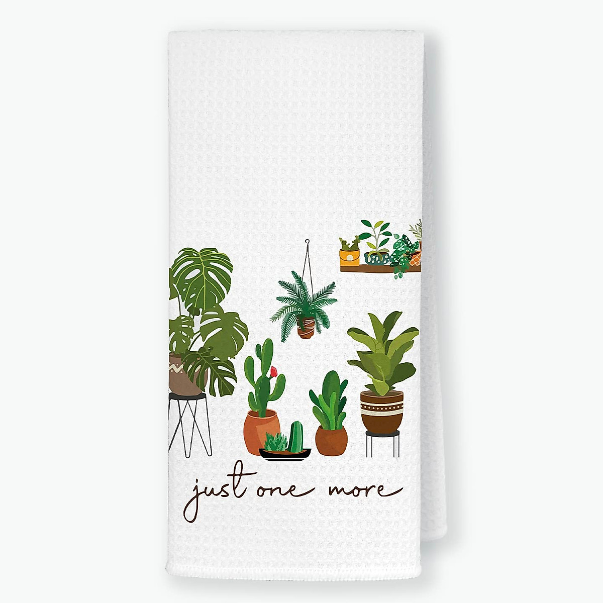 QODUNG Just One More Plant Soft Absorbent Kitchen Towels Dishcloths 16x24 Inch,Gardening Botanical Succulent Boho Decorative Absorbent Drying Cloth Hand Towels Tea Towels for Bathroom Kitchen