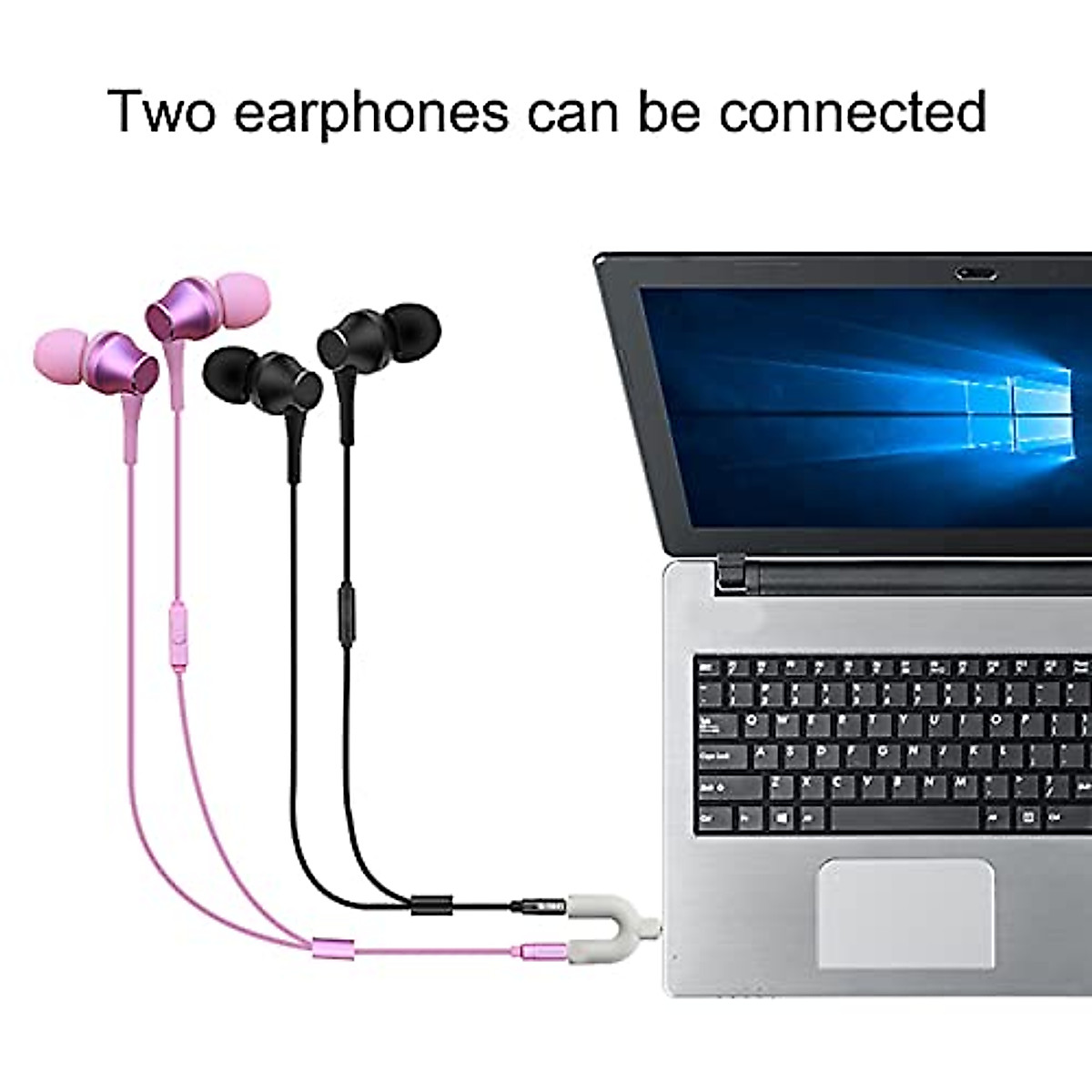 Meideli Audio Converter Headphone Jack Dongle Fast Transmission Metal 1 Male to 2 Female 3.5mm Jack Splitter for Earphone White