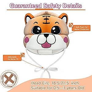 Baby Safety Helmet Toddler Head Protection, Toddler Walking Helmet Cushion Breathable, Baby Bumper Protect Hat Head Cushion Breathable for Running Walking Crawling Tiger