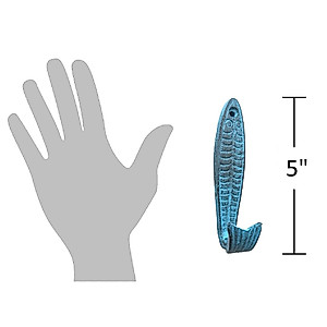 The Bridge Collection Cast Iron Fish Shaped Wall Hook - Metal Indoor Outdoor Beach Wall Hooks for Coastal, Tropical, Lake Home Decor - Coat, Towel, Key Hook (Light Blue)