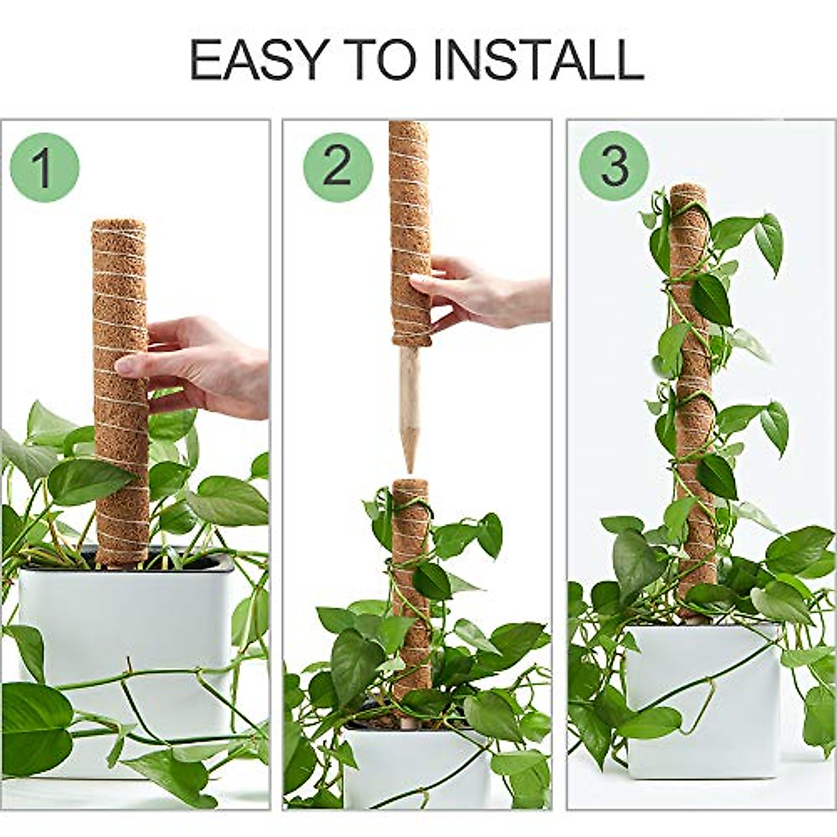 joyhalo Moss Pole- 15.7 Inch Moss Stick for Potted Plants, 4 Pcs Plant Support for Climbing Plants Monstera, Coir Totem Pole
