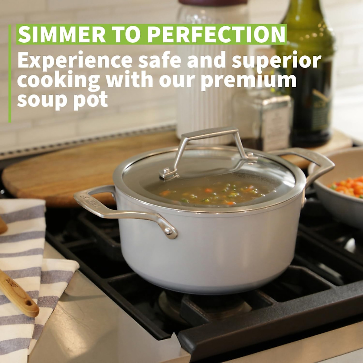 TECHEF - CeraTerra Collection, 2.8-quart Ceramic Nonstick Soup Pot with Glass Lid (PFAS, PTFE, and PFOA Free), Made in Korea (2.8-quart)