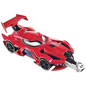 Hot Wheels Marvel Spider-Man Web-Car Launcher with Movement-Activated Eyes & 1:64 Scale Toy Character Car [Amazon Exclusive]