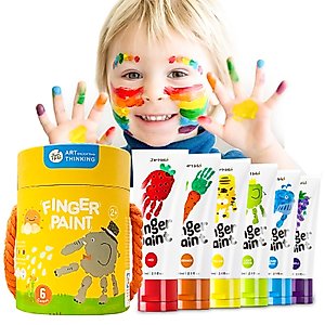 Jar Melo Safe Finger Paints for Baby Kids 3 4 5 6 7 8+Age, 2.1 fl.oz 6 Color Non Toxic Finger Painting Set for Toddler Washable Art Project Painting Preschool Travel Learning Activity Birthday Gifts…