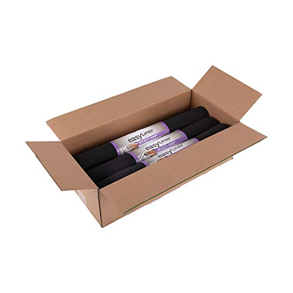 EasyLiner Select Grip Shelf Liner for Drawers & Cabinets - Easy to Install & Cut to Fit - Non Slip Non Adhesive Grip Shelf Liner Kitchen, Bathroom, Pantry - 12in. x 10ft.- 6 Roll Project Pack - Black