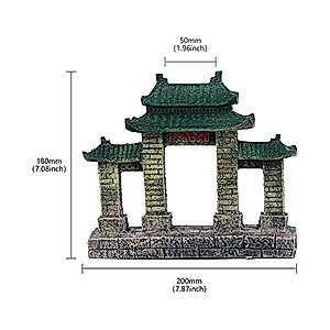 Mairuker Aquarium Decorations Fish Tank Chinese Temple Landscape Decor Aquarium Accessories for Fish and Shrimp