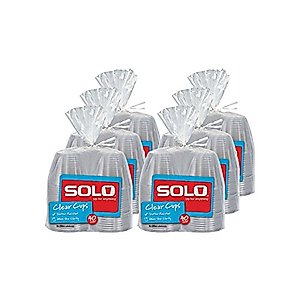 SOLO AC940-20001 Cup Company 9oz Clear Wine and Punch Plastic Cups, 6-Packs of 40ct (240ct Total)