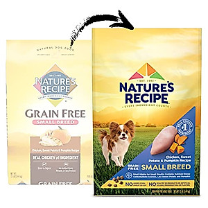 Nature’s Recipe Grain Free Small Breed Chicken, Sweet Potato & Pumpkin Recipe Dry Dog Food, 12 lb. Bag