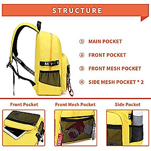 mygreen Unisex Classic Water Resistant School Rucksack Travel Backpack 14Inch Laptop Army Green