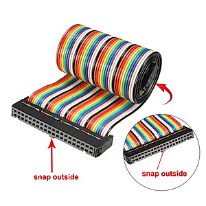 uxcell IDC Rainbow Wire Flat Ribbon Cable 40 Pins 50cm Length 2.54mm Pitch Type-C