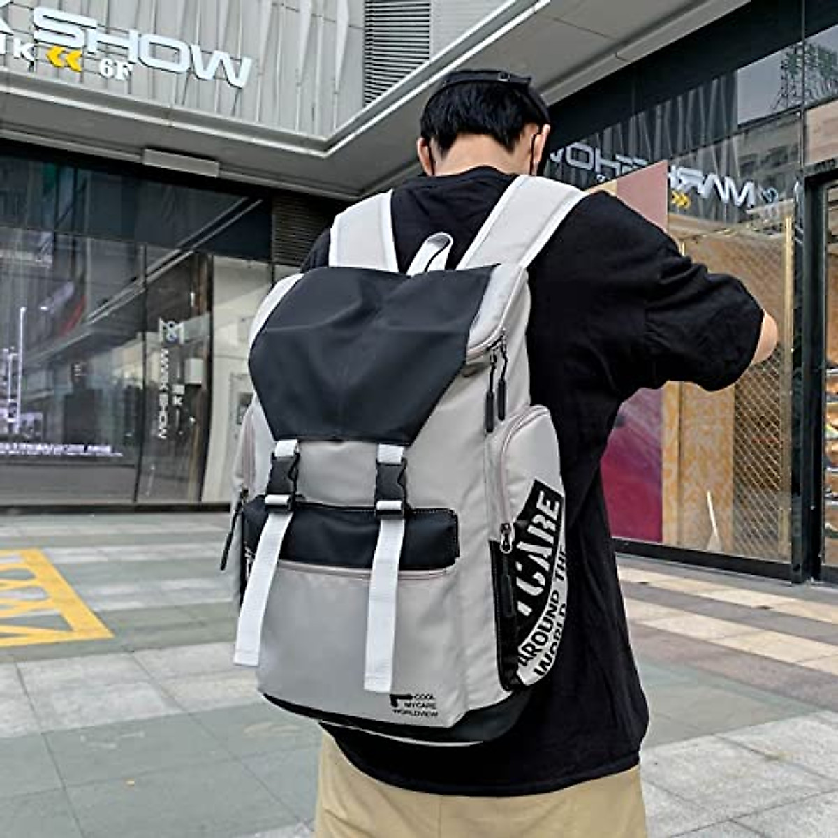 Verdancy Kawaii Backpack for Teen Girls Boys Aesthetic Bookbag Schoolbag Daypack Casual Bag for School College (Gray)