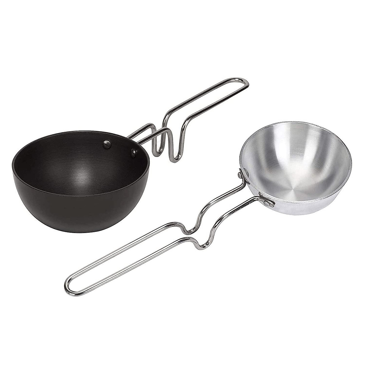 Hard Anodized Aluminium Tadka Pan Set of 2,Hard Anodized Mini Fry Pan/Tadka Pan,Dal Tadka Pan -Black and Silver