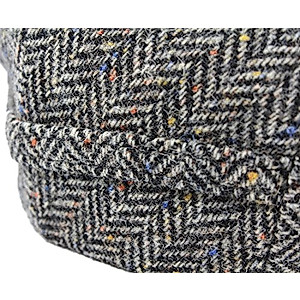 Mucros Weavers Men’s Irish Flat Cap Wool Grey Herringbone Made in Ireland XL