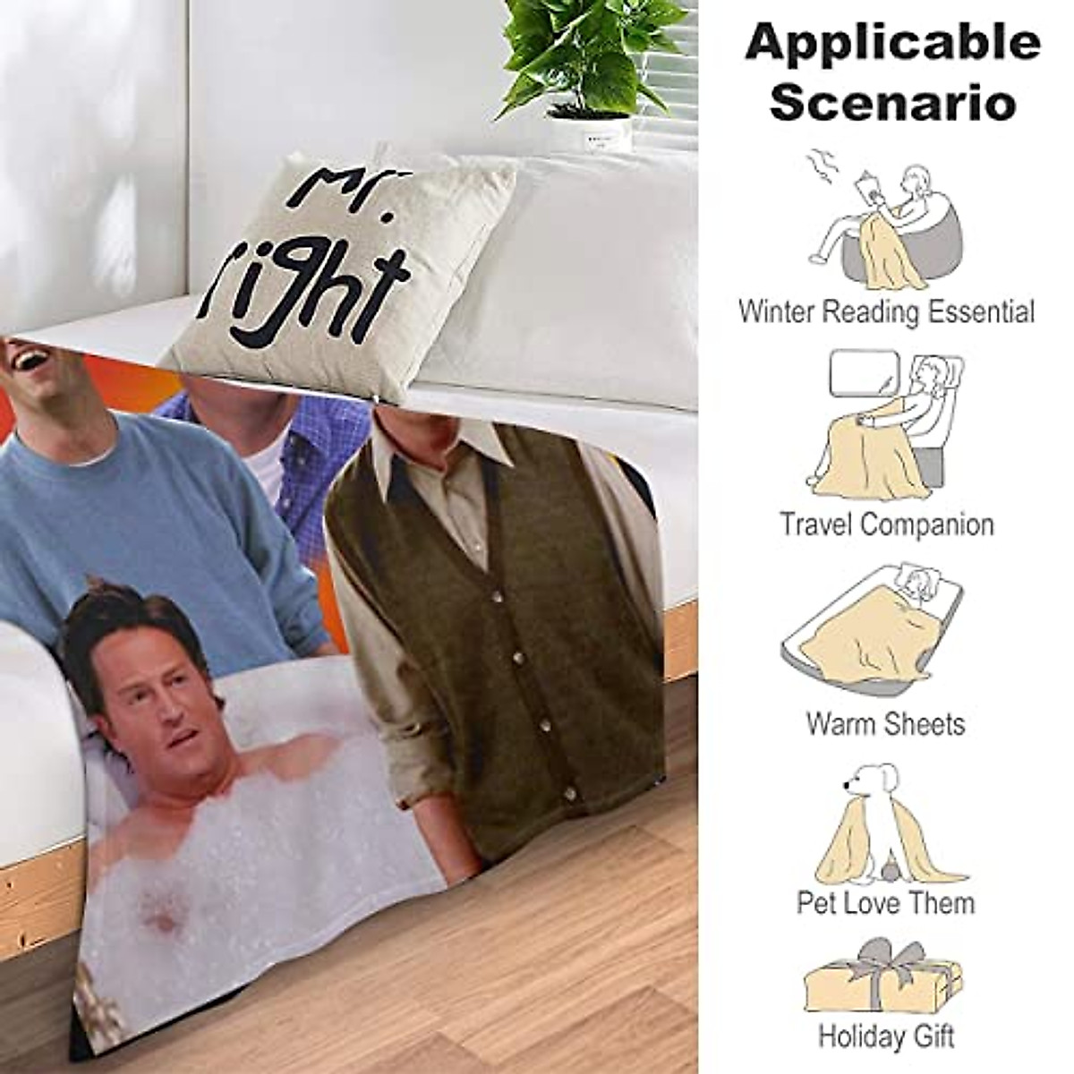 Friends Tv Show Blanket Chandler Bing – Friends Tv Show Blanket The Blanket Fade Resistant Cute Throw Blanket for Travel Sofa Bed Dormitory 60x50In