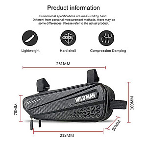 WILD MAN 1.2L Rainproof Hard Shell Bike Saddle Bag for Bicycle Triangle Frame Under Seat for Road Mountain Cycling (Black,ES4)