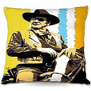 Made in USA - Decorative Woven Couch Throw Pillow from DiaNoche Designs by Ty Jeter Unique Bedroom, Living Room and Bathroom Ideas The Duke, John Wayne