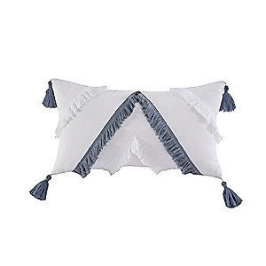 INK+IVY Dora Organic Cotton Duvet Set, Chambray with Textured Clipped Yarns and Tufted Geometric Design, Breathable, All Season Boho Bedding, Matching Shams, King/Cal King(104"x92") Blue 3 Piece