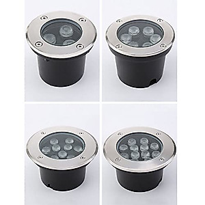 TWXG LED Outdoor IP68 Waterproof Buried Lights Embedded Round Colored Landscape Light Pool Light Stainless Steel Underwater Lights for Aquariums, Swimming Pools, Gardens