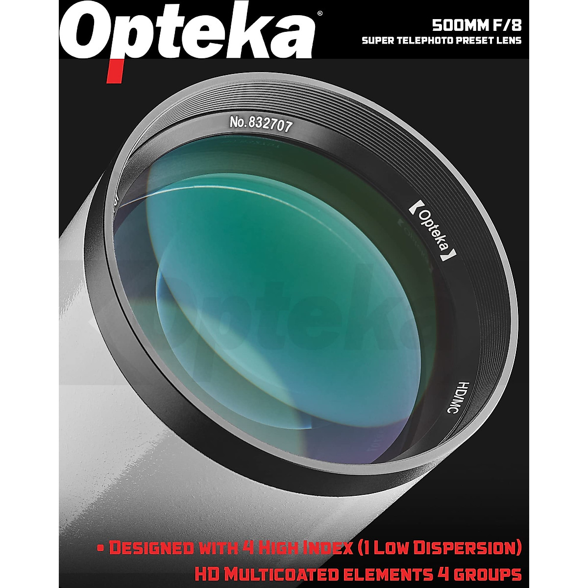 Opteka 500mm/1000mm f/8 Manual Telephoto Lens for Canon EF EOS 90D, 80D, 77D, 70D, 60D, 60Da, 1Ds, Mark III II 7D, 6D, 5D, 5DS, Rebel T8i, T7i, T7s, T7, T6s, T6i, T6, T5i, T5, T4i, SL3, SL2 (White)